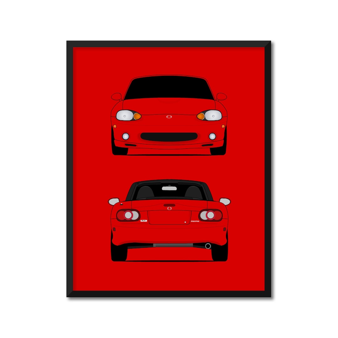 Mazda Miata MX-5 NB (1998-2005) (front and Rear) Car Poster Print Wall ...