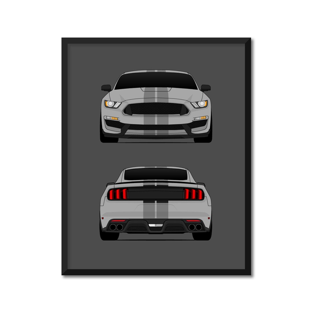 Shelby GT350 S550 (2015-2020) (front and Rear) Inspired Car Poster ...
