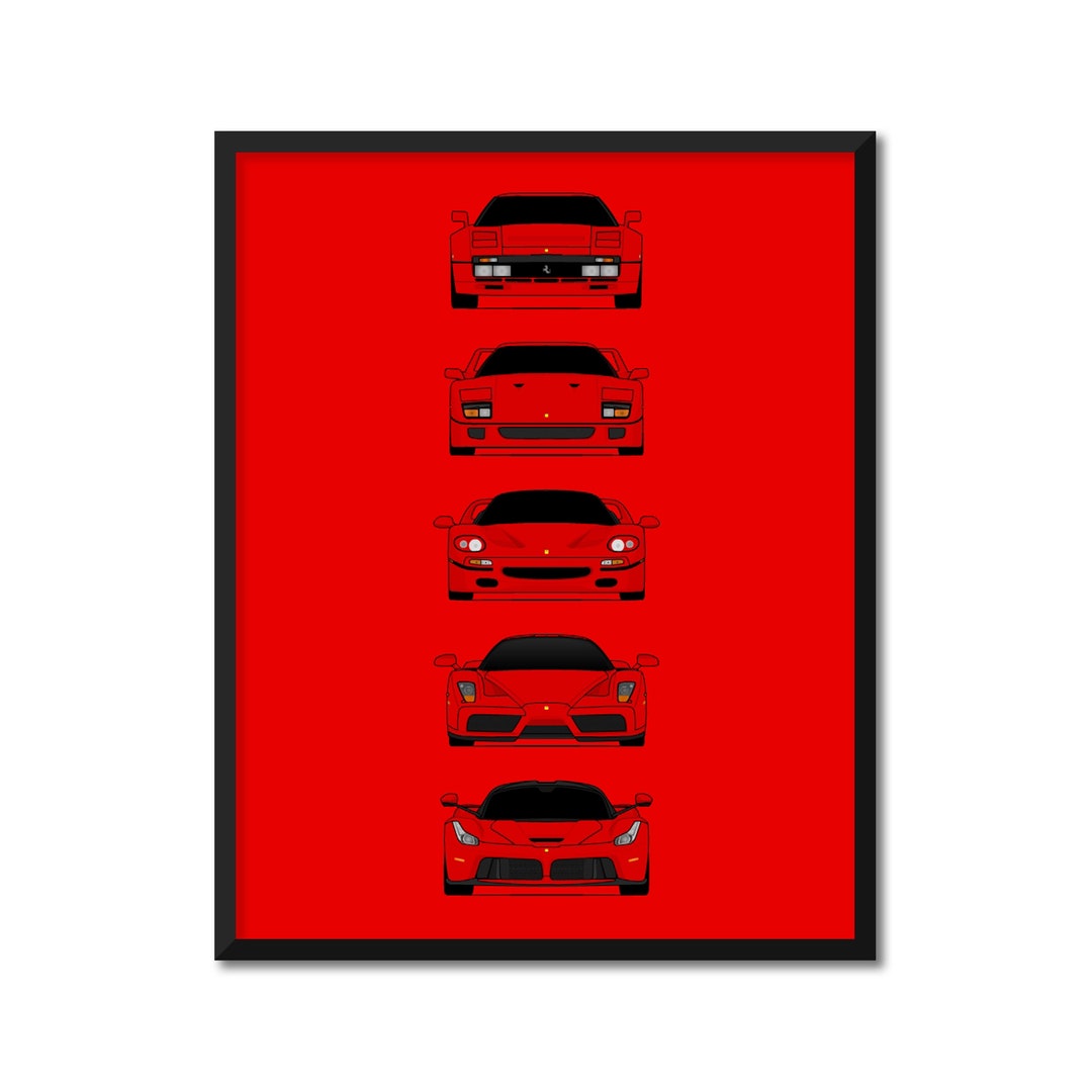 Ferrari Halo Car Generations Poster Print Wall Art History Evolution ...
