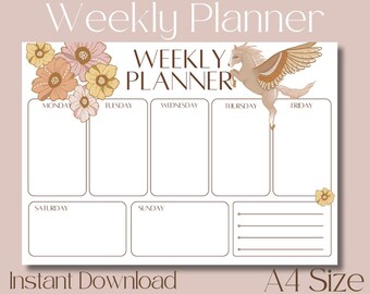 Weekly Planner Printable Landscape, Minimalist Boho Weekly Schedule ...