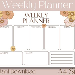 Weekly Planner Printable Landscape, Minimalist Boho Weekly Schedule ...