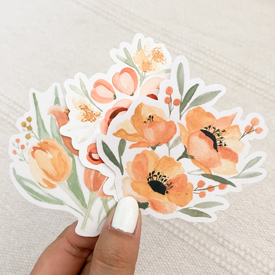 Watercolor Flowers Sticker Pack | Matte, Glossy, Clear | Faith Stickers ...