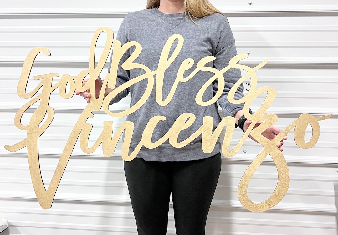 God Bless Custom Name Sign | God Bless Baptism Sign | Baby Christening ...