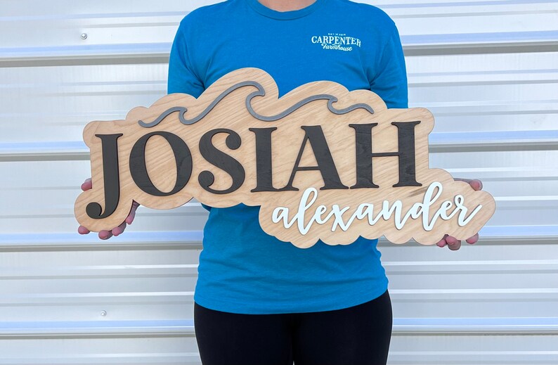 Layered Wood Name Sign, Wave Decor, Nursery Wall Art - Etsy