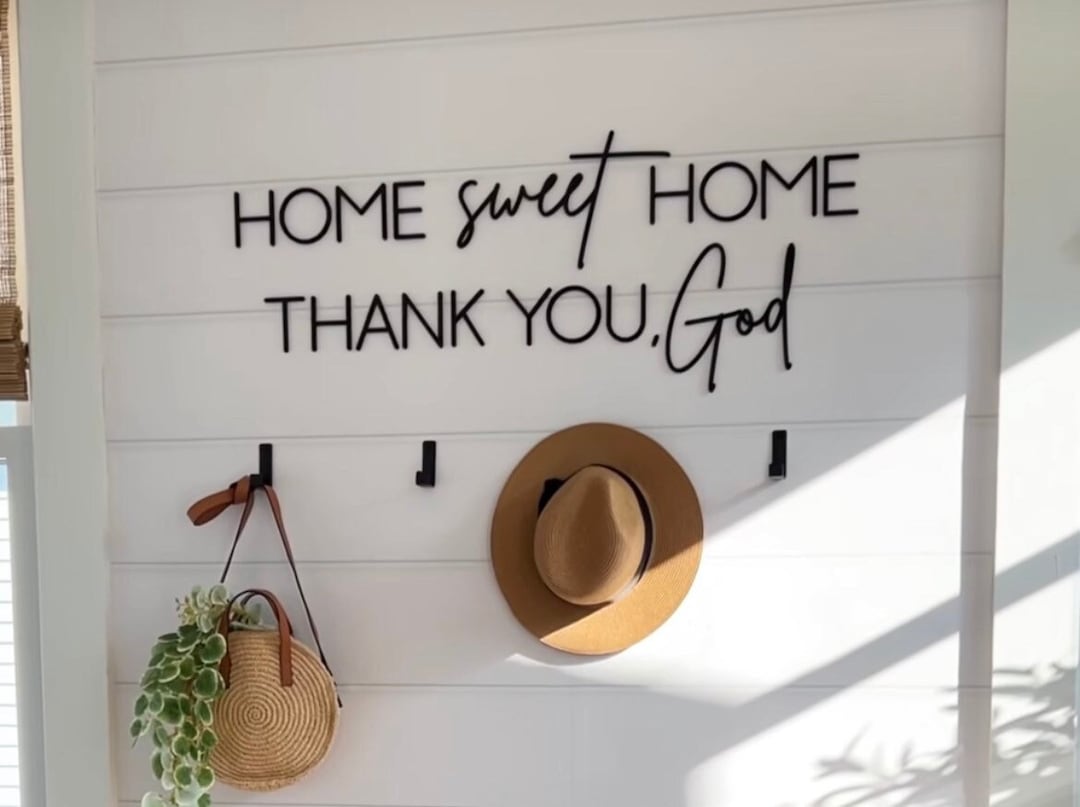 Home Sweet Home Thank You God Sign | Entryway Wall Decor | Thank You ...