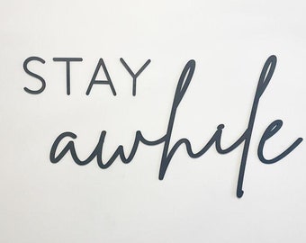 Stay Awhile Wood Words Wood Word Cut Out Laser Cut | Etsy