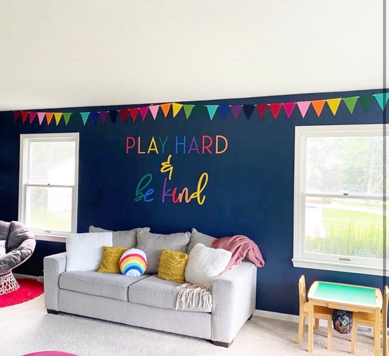 Play Hard & Be Kind Wall Sign Playroom Wall Decor Playroom - Etsy