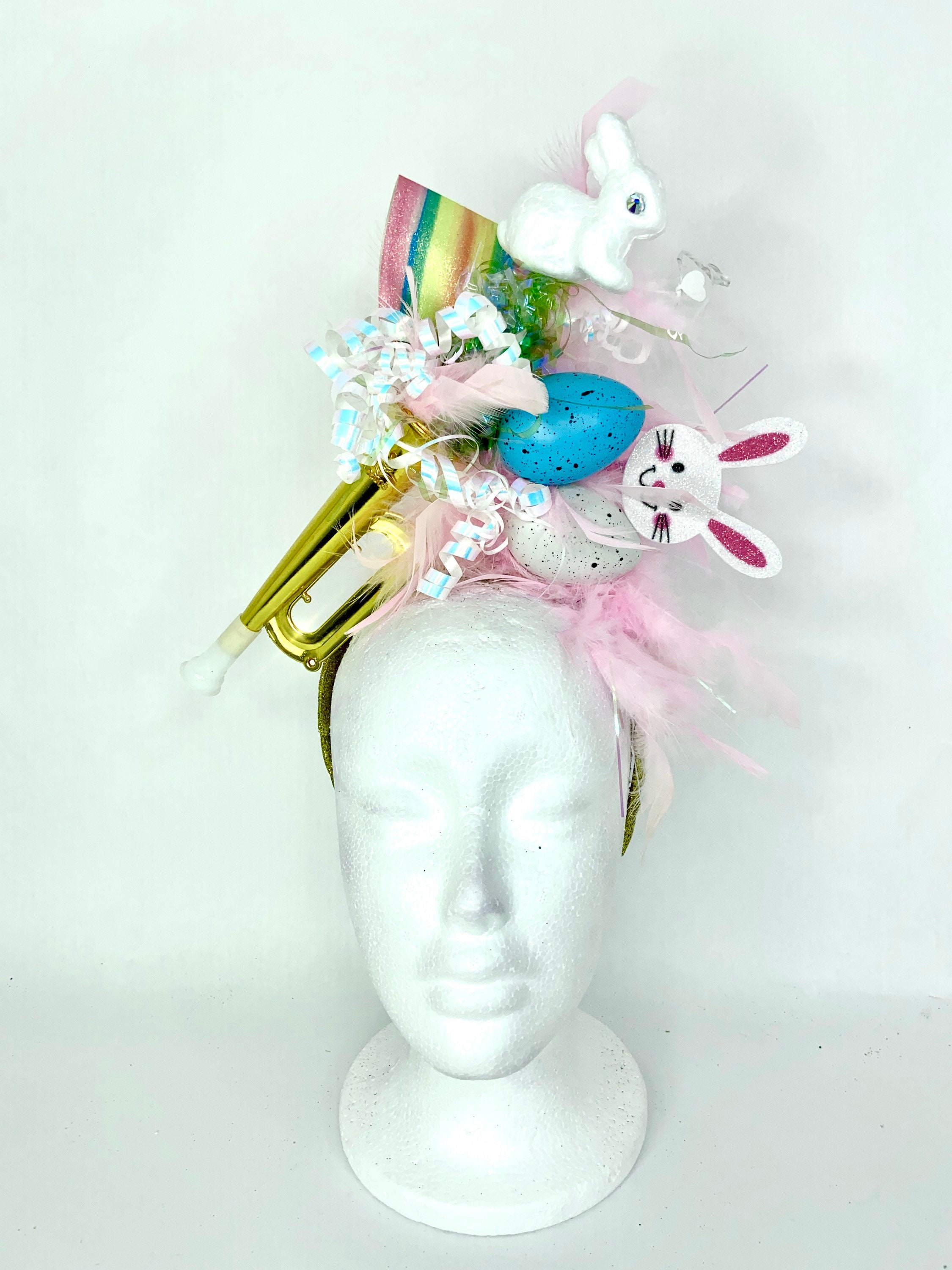 Honey Bunny Hooray Easter Horn Headpiece, Headband, Fascinator - Etsy