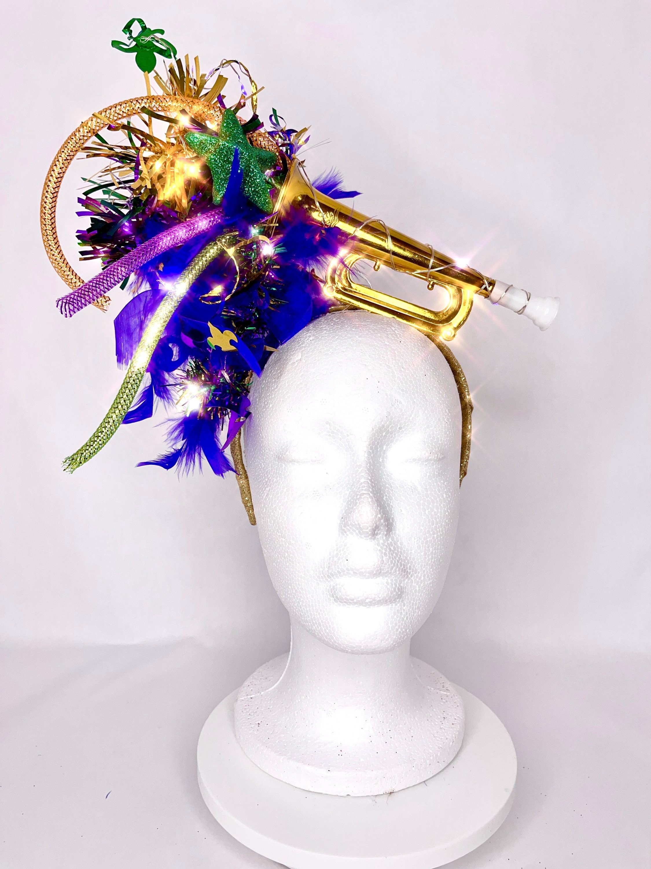 Trombone Cutie Sparkling Mardi Gras Fascinator Headpiece - Etsy