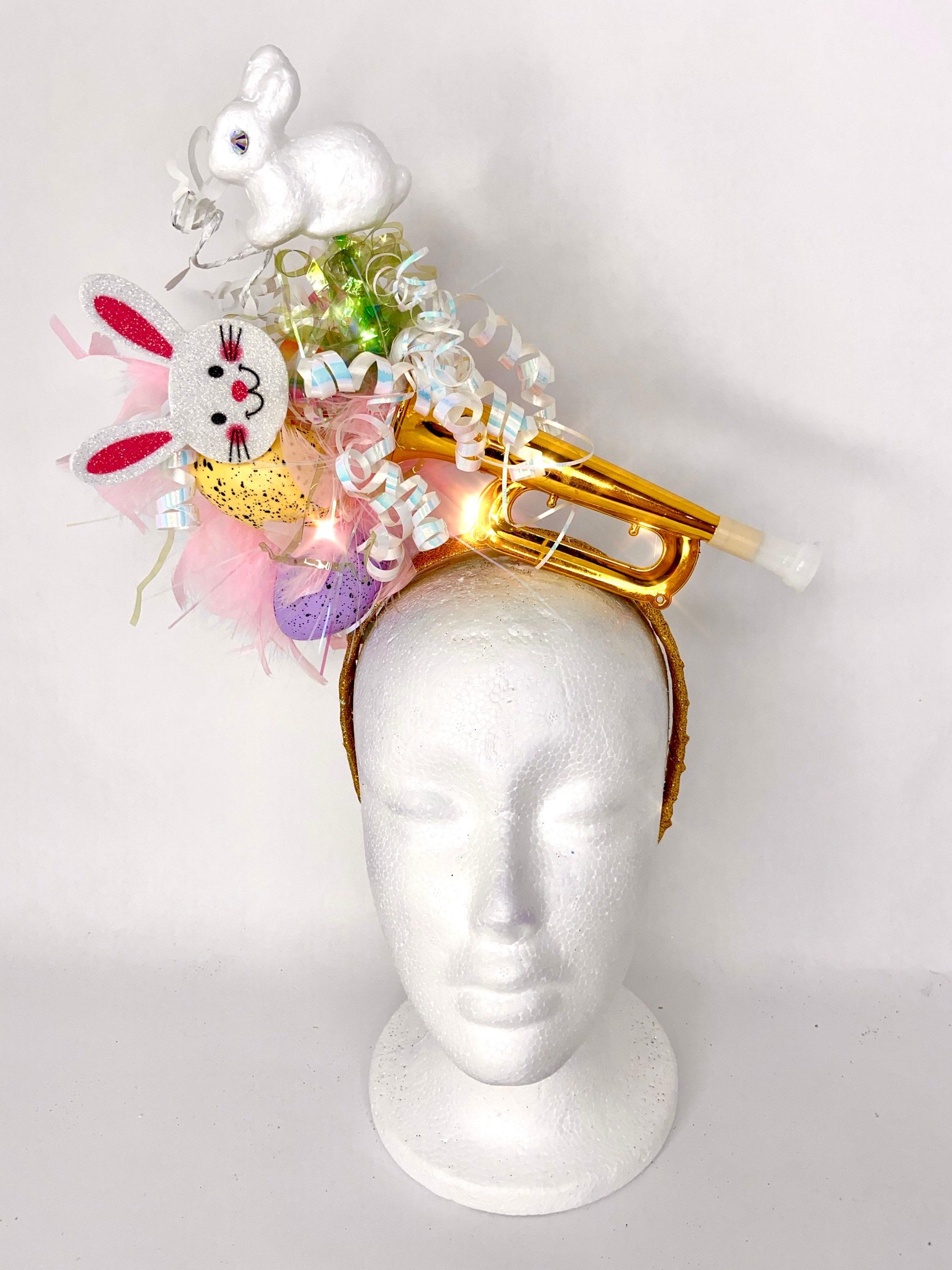 Honey Bunny Hooray Easter Horn Headpiece, Headband, Fascinator - Etsy