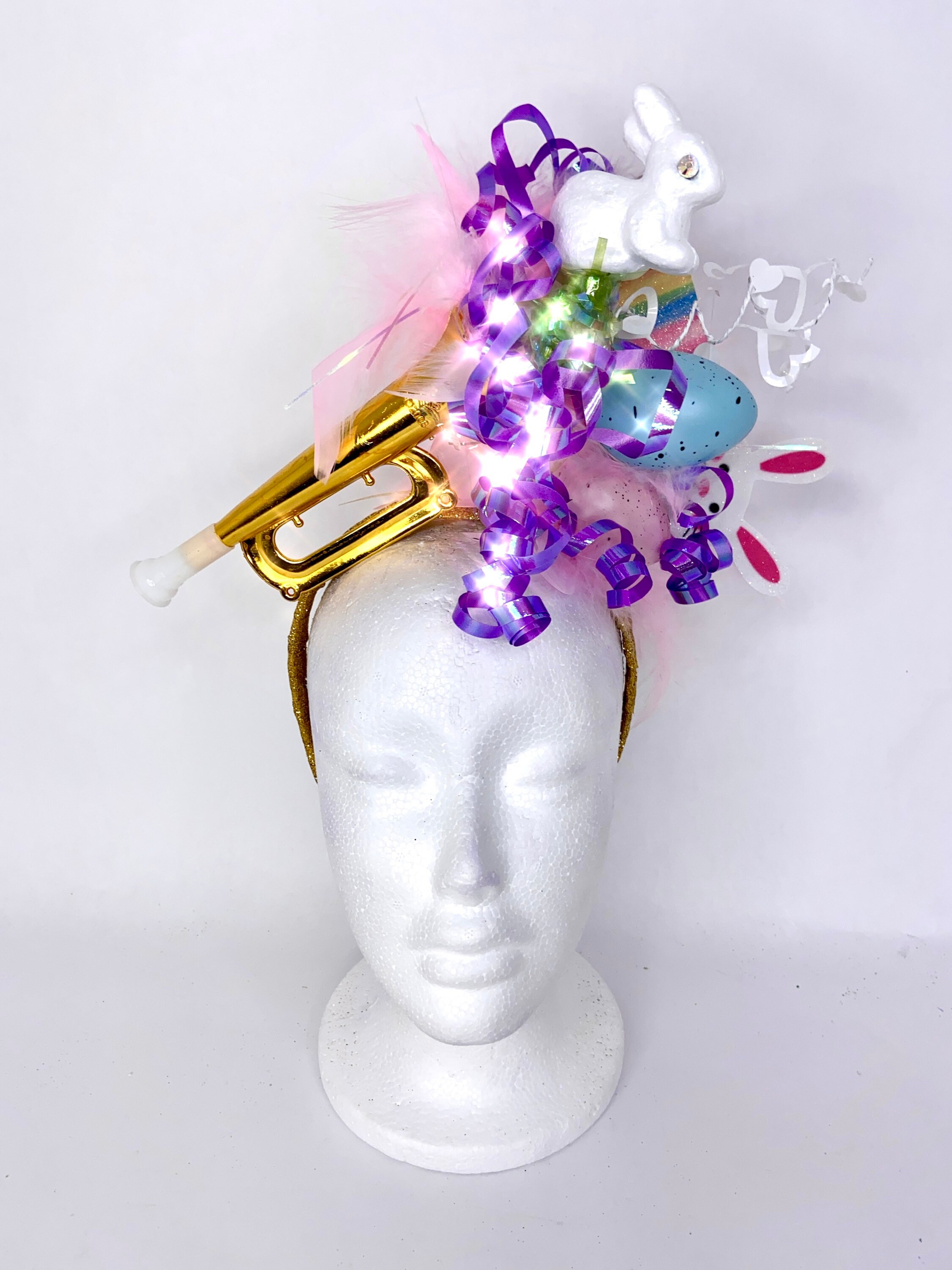 Honey Bunny Hooray Easter Horn Headpiece, Headband, Fascinator - Etsy