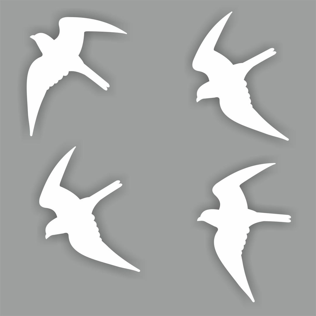 Swallow Birds Window Stickers Set of 4 Pieces, Choice of White or Black ...