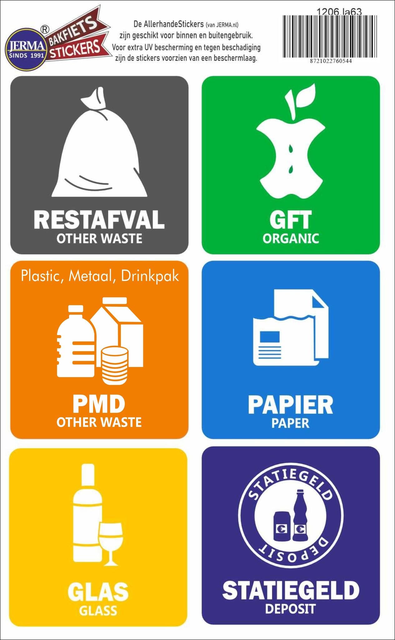 Recycling afvalbak stickers incl. statiegeld - Etsy Nederland
