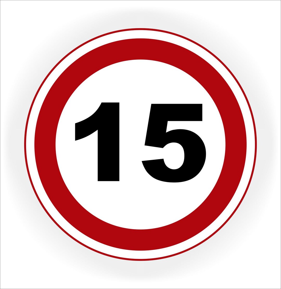 Traffic Sign Sticker Choice of Maximum Speed of 15, 20, 25, 30 or 50 Km ...