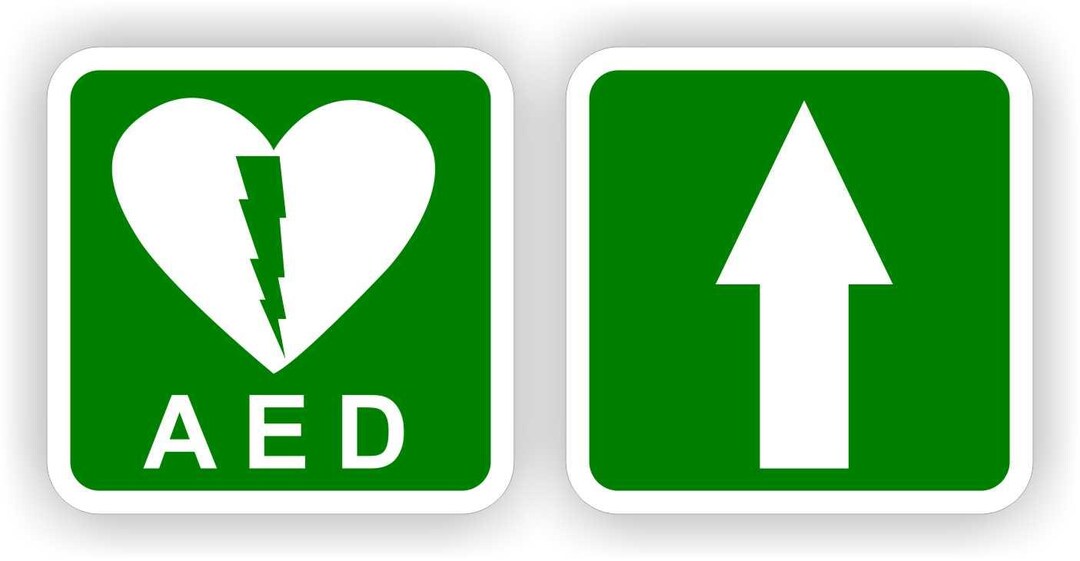 AED Direction Indicator With Arrow With Pictogram Sticker Set. - Etsy