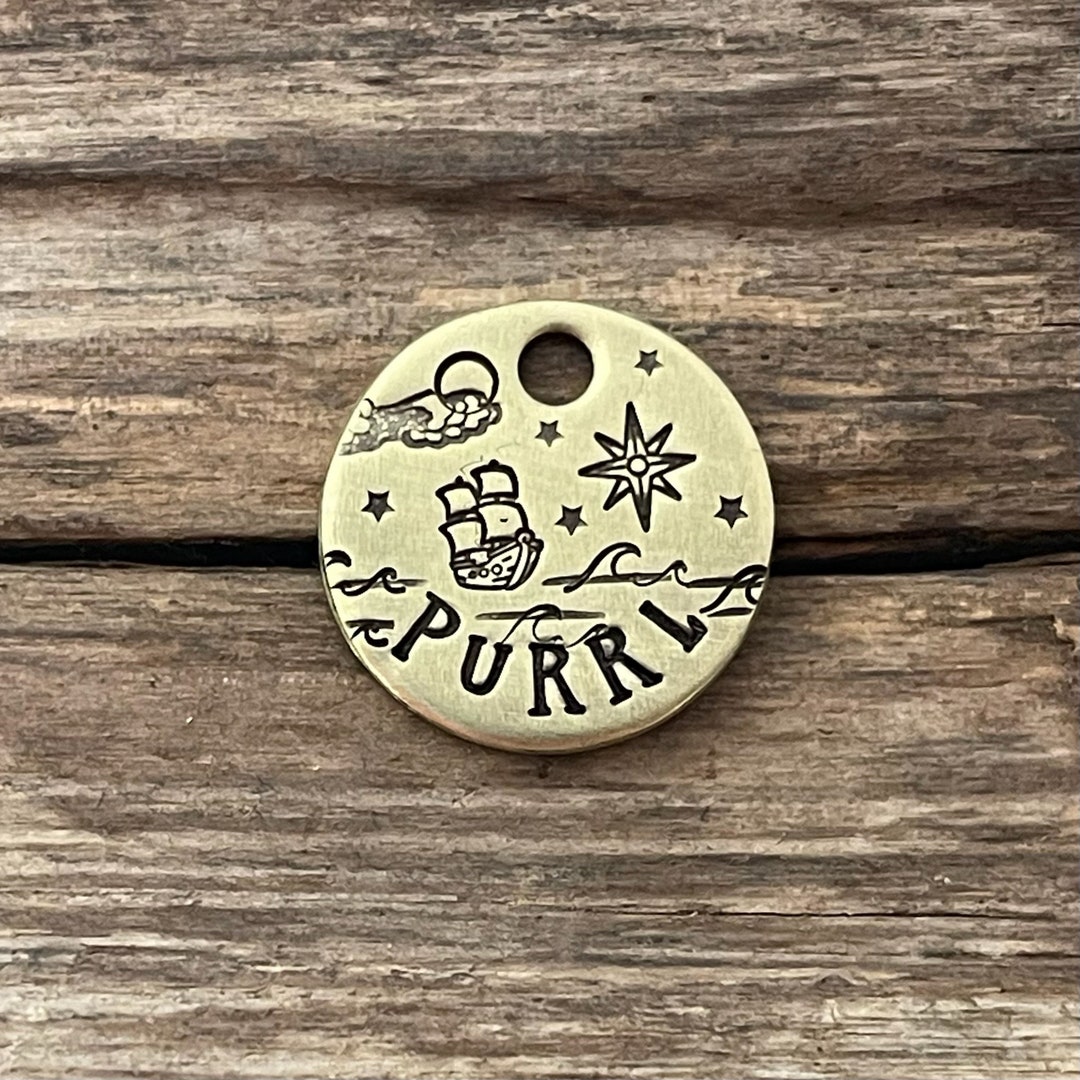 Mini Dog Tag for Dogs, the Black Purrl, Dog Tag, Compass Ocean Stars ...