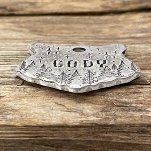 Bear Dog Tag, Pet ID Tag, Dog Tag for Dogs, Dog Tags, Trees and Stars ...