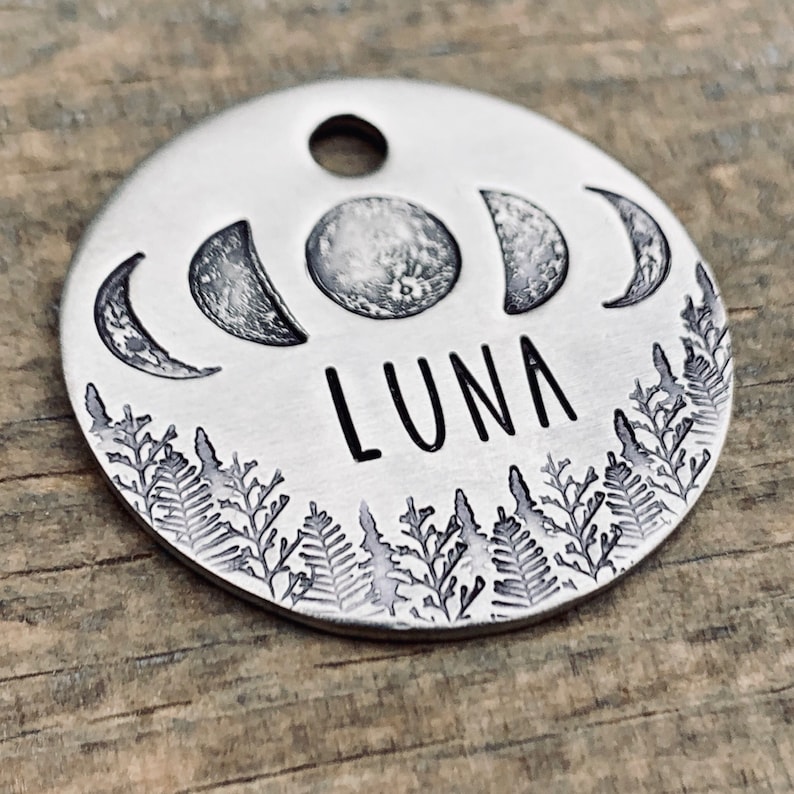 Dog Tag Dog Tags for Dogs Dog Tag Moon Phases Personalized - Etsy
