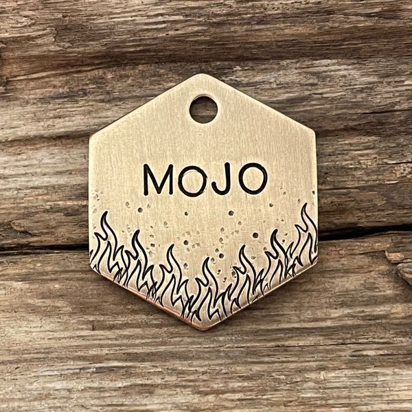 Flame Dog Tag - Etsy