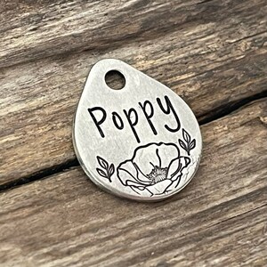Mini Forever Poppy Tear Drop, Mini Dog Tag, Mini Pet Tag, Personalized ...
