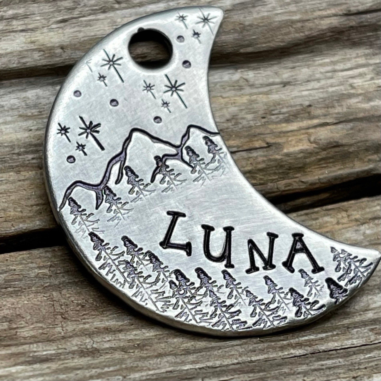 The Mountain Moon Personalized Moon Pet Tag Pet Id Tag - Etsy