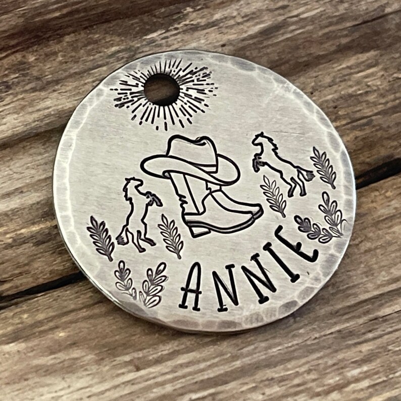Western Dog Tag, Pet ID Tag, Dog Tags for Dogs, Horses, Cowboy Boots ...