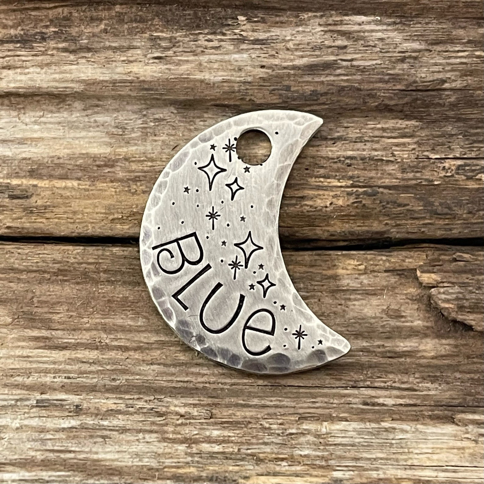 Moon Dog Tag Dog Tag for Dogs Stardust Moon Hand Stamped - Etsy