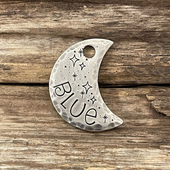 Moon Dog Tag Dog Tag for Dogs Stardust Moon Hand Stamped - Etsy