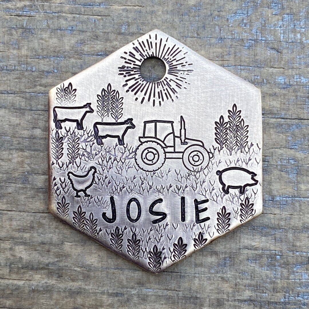 Pet ID Tags, the Farm, Hand Stamped Pet ID Tag, Dog Tags, Dog Tags for ...
