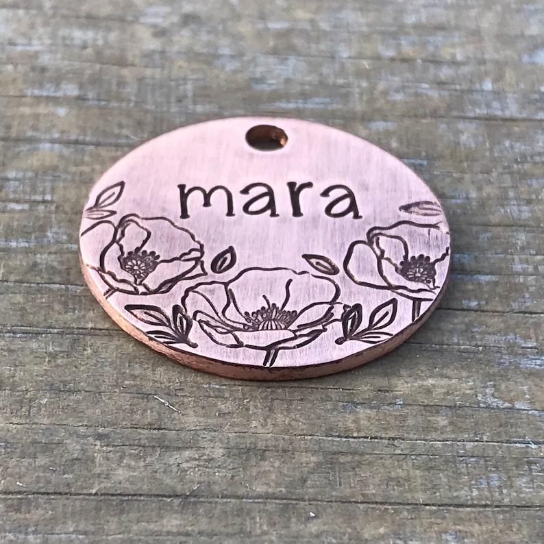 Forever Poppies Poppy Hand Stamped Pet ID Tag Floral Pet - Etsy