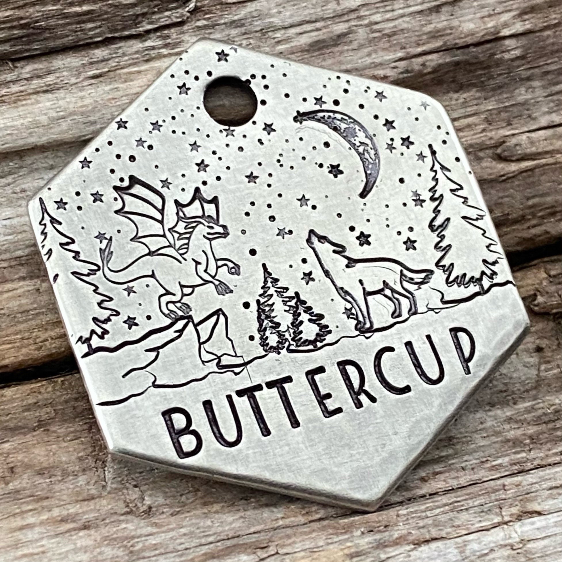 Pet ID Tag Dog Tags for Dogs Hand Stamped Collar Dog Tag | Etsy