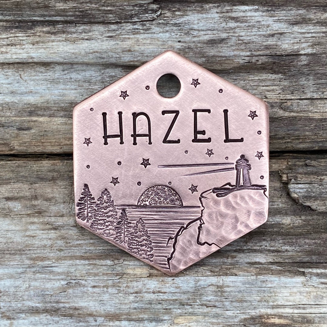 Dog Tags, Dog Tags for Dogs, Moonlit Harbor, Dog Tag With Light House ...