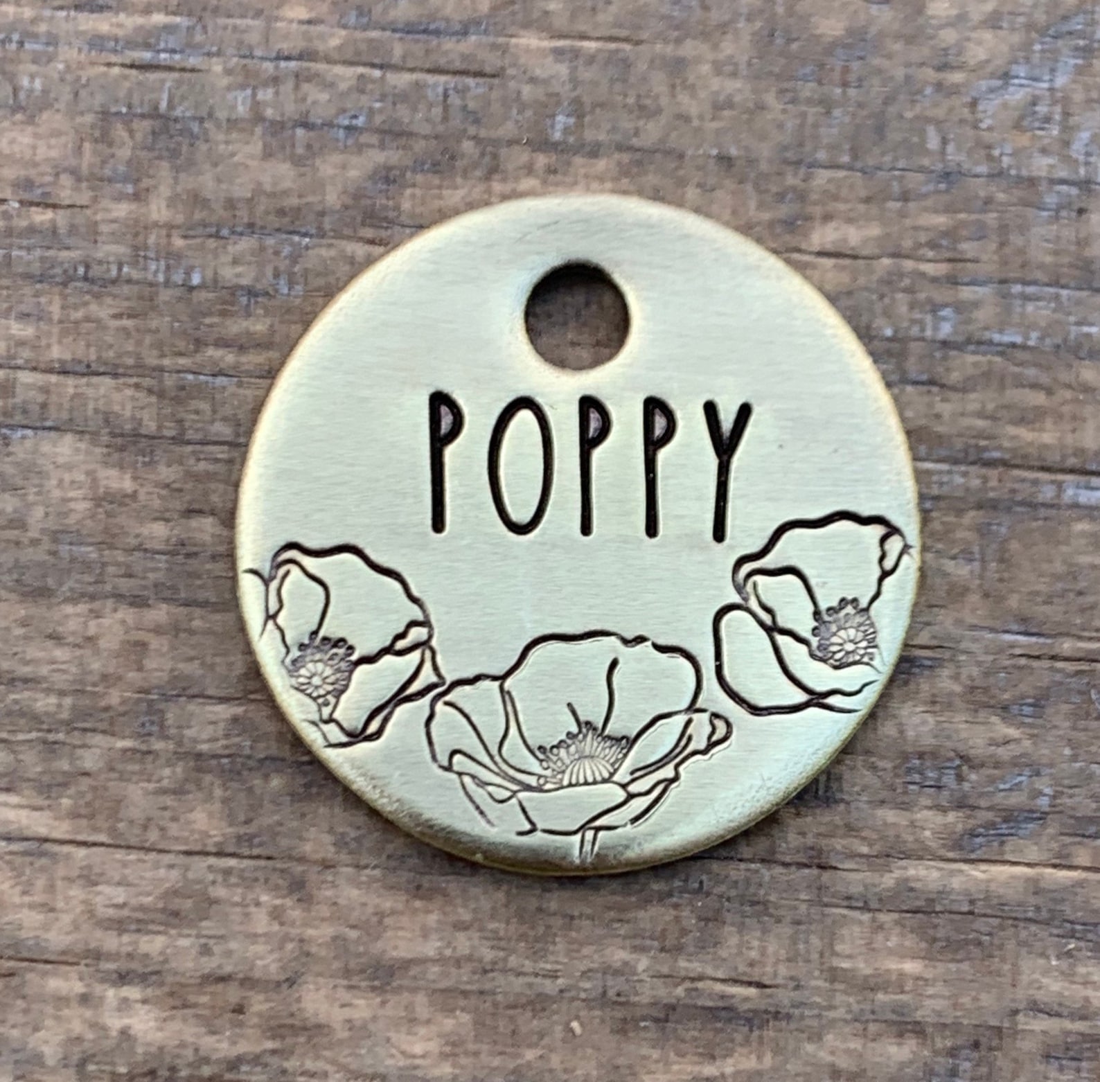 Dog Tag for Dogs Simply Poppies Hand Stamped Pet ID Tag | Etsy