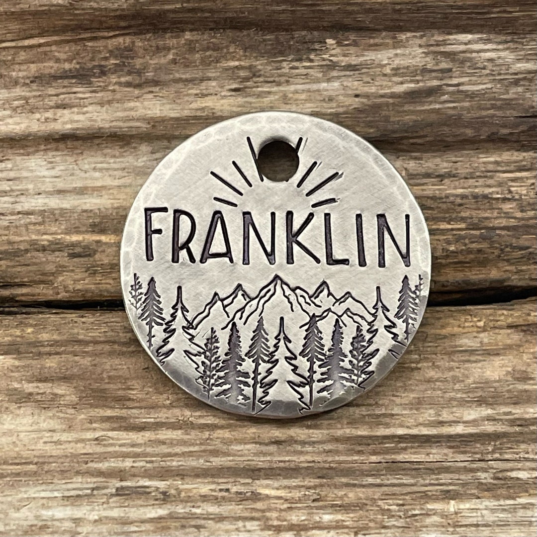 Dog Tag for Dogs, Pet ID Tag, Dog Tag Personalized, Mountain Trees Dog ...