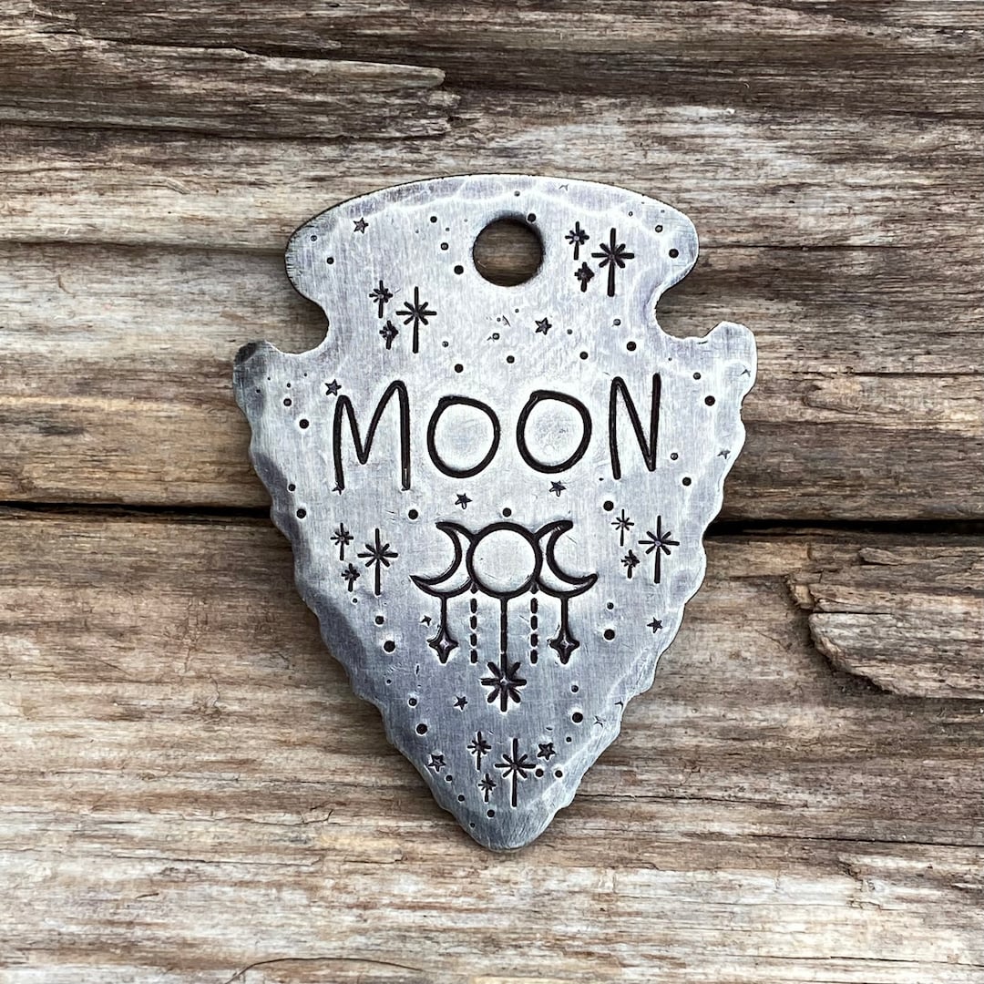 Moon Phase Dog Tag, Arrowhead Dog Tag, Dog Tag for Dogs, Moon and Stars ...