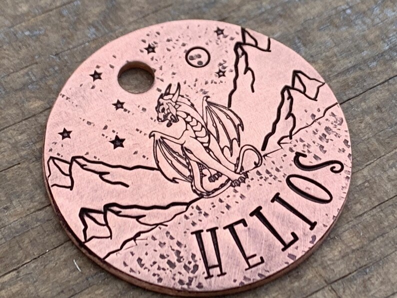 Dog Tag Dog Tags for Dogs the Helios Personalized Dragon | Etsy