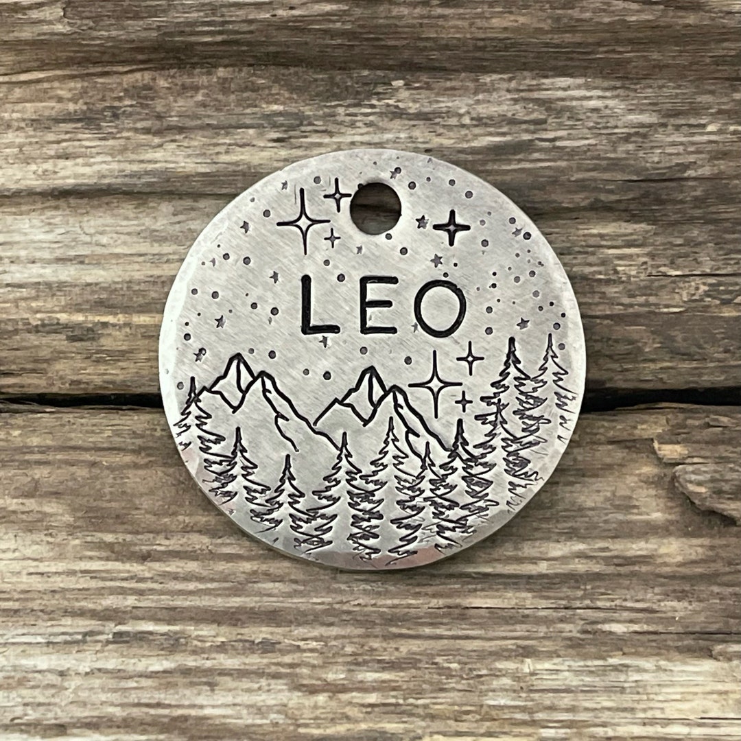 Dog Tag for Dogs, Dog Tag, Mountain, Stars, Trees, Pet Id Tag ...