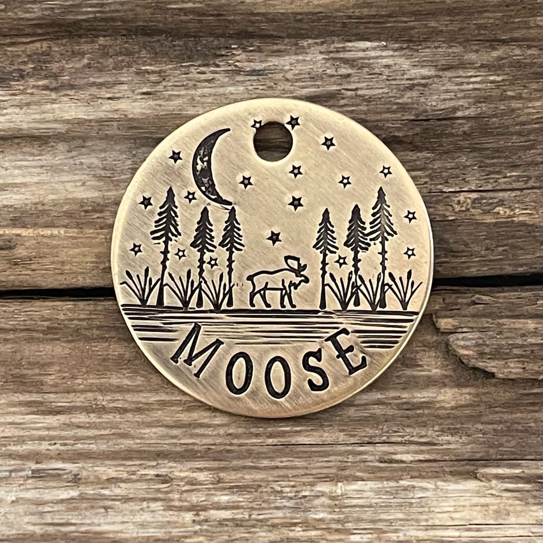 Dog Tags, Dog Tags for Dogs, Dog Tag With Moose, the Maine Moose, Pine ...