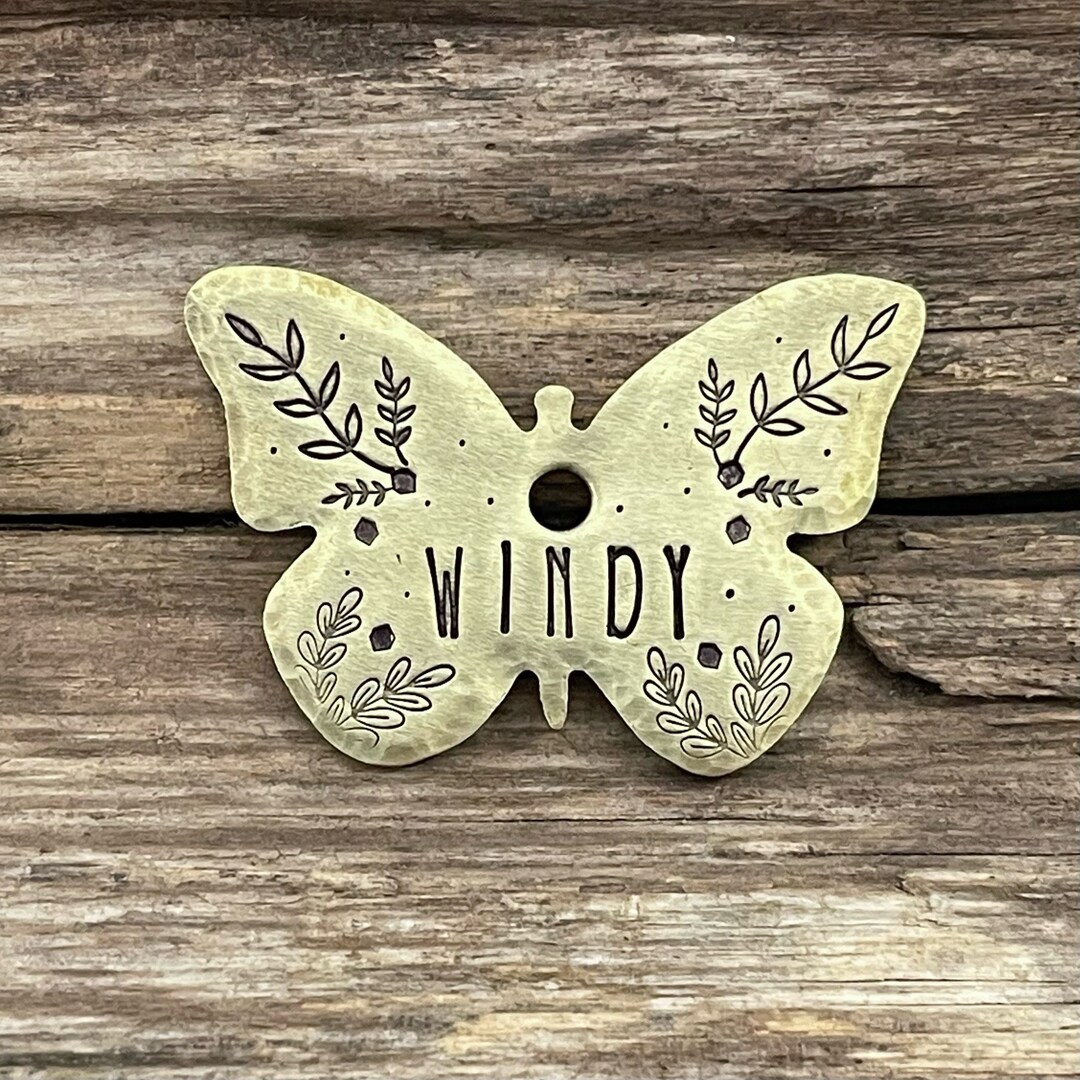 Butterfly Dog Tag, Dog Tag for Dogs, Collar Dog Tag, Vines Leaves ...