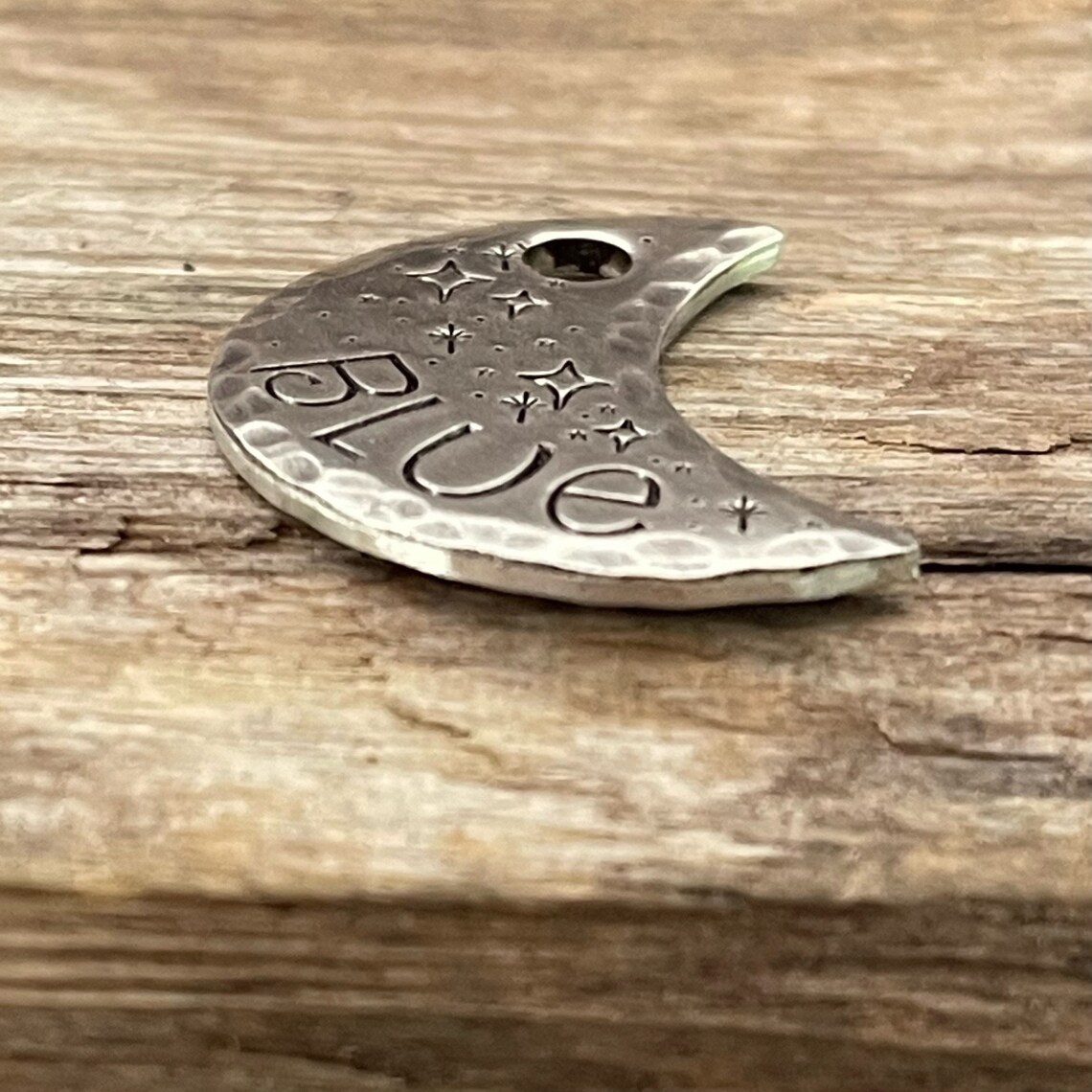 Moon Dog Tag, Dog Tag for Dogs, Stardust Moon, Hand Stamped Pet ID Tag ...