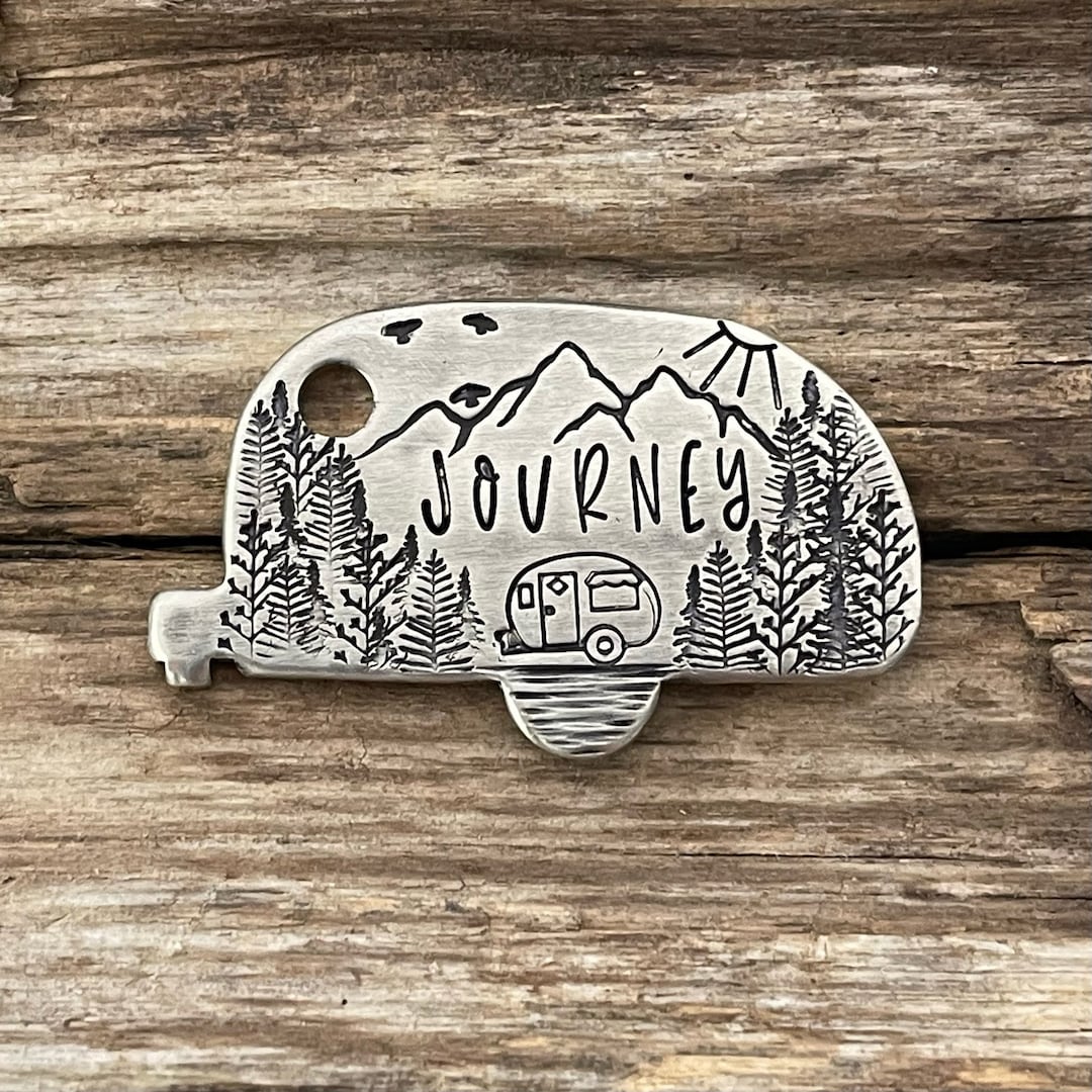 Camping Pet ID Tag, Dog Tag for Dogs, Dog Collar Tag, Trees Mountains ...