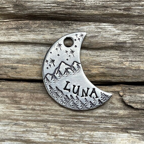 The Mountain Moon Personalized Moon Pet Tag Pet Id Tag - Etsy