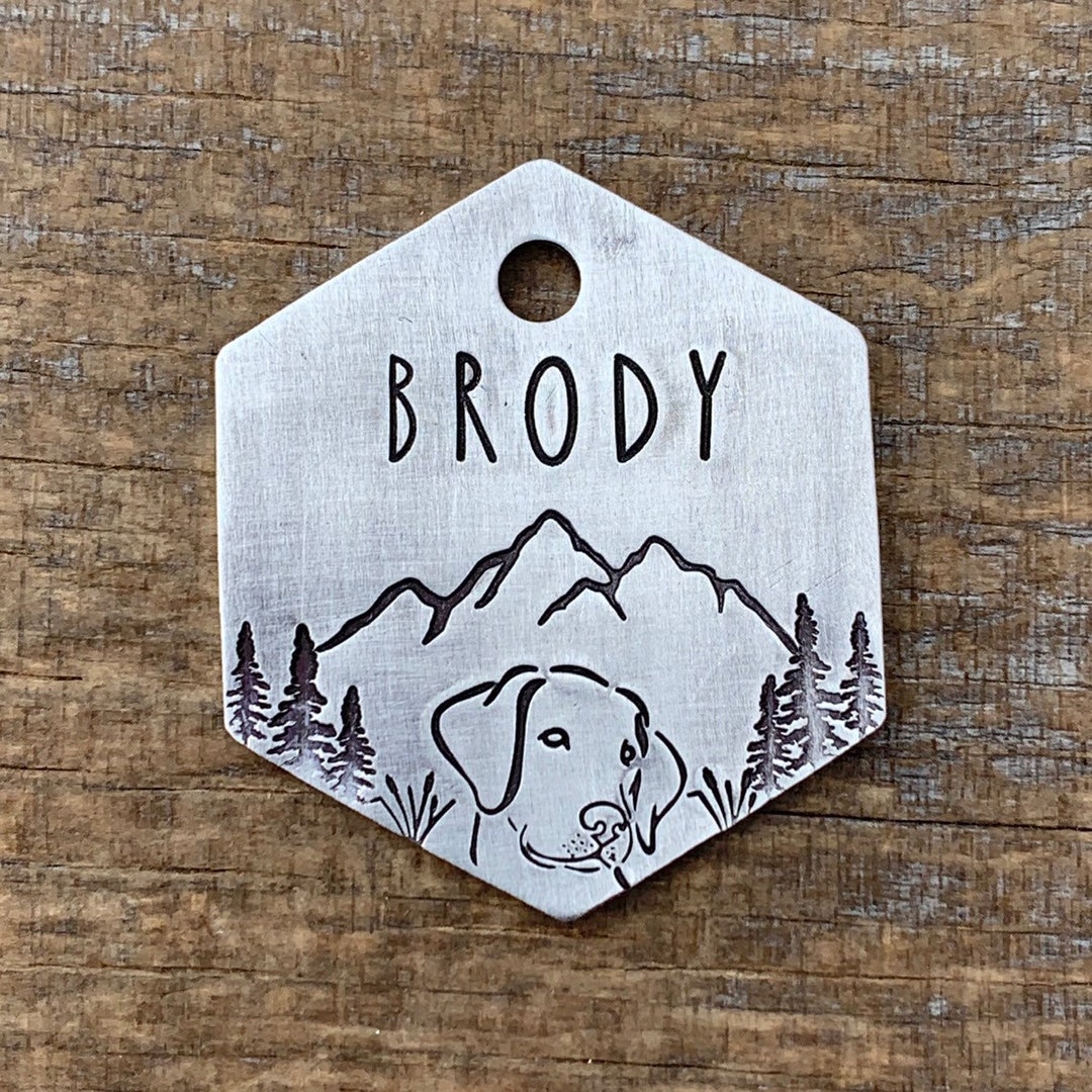 Pet ID Tag, Dog Tag, Dog Tags for Dogs, Collar ID Tag, Mountain, Trees ...