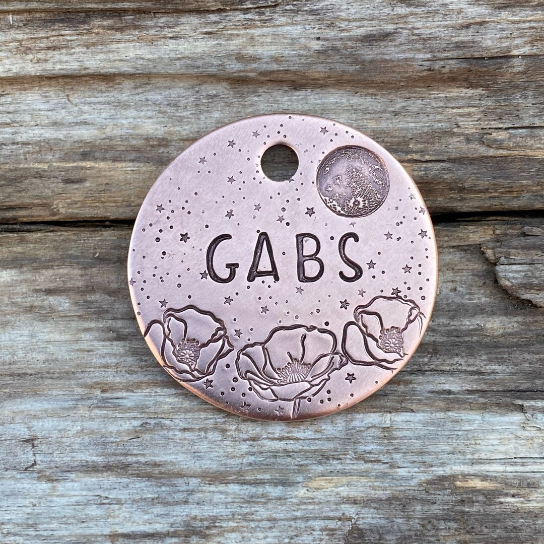 Poppy Dog Tag, Dog Tag for Dogs, the Nocturnal Poppy, Hand Stamped Pet ...