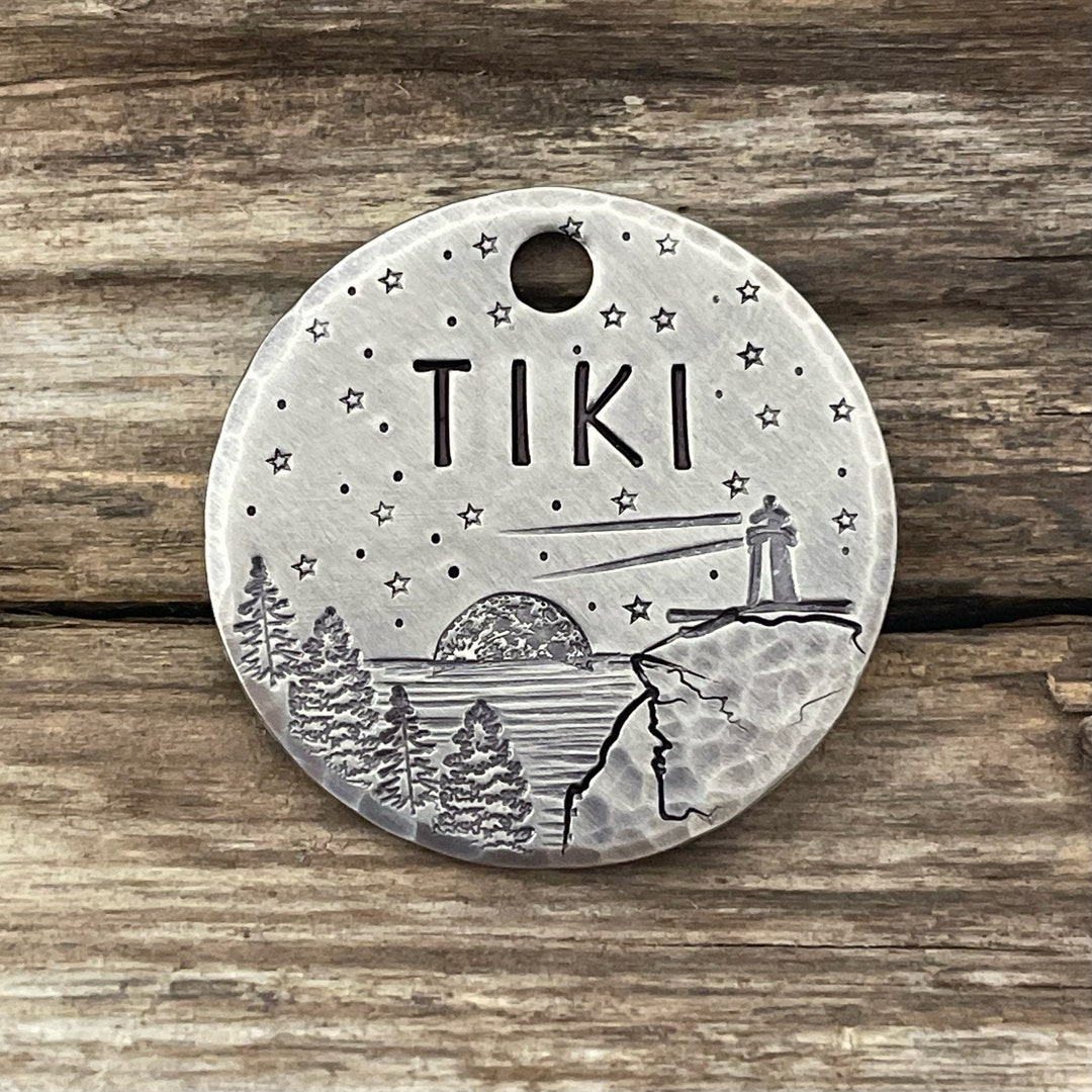 Lighthouse Dog Tag, Dog Tags for Dogs, Dog Tag With Moon and Stars, Pet ...