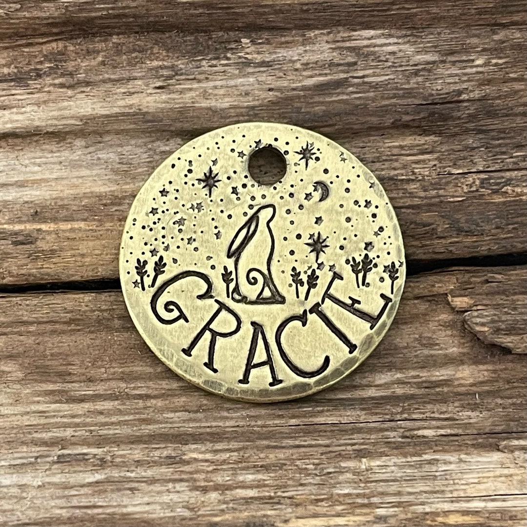 Pet ID Tag/hand Stamped Pet Tag/dog Tag for Dogs/collar Tag/stars/bunny ...