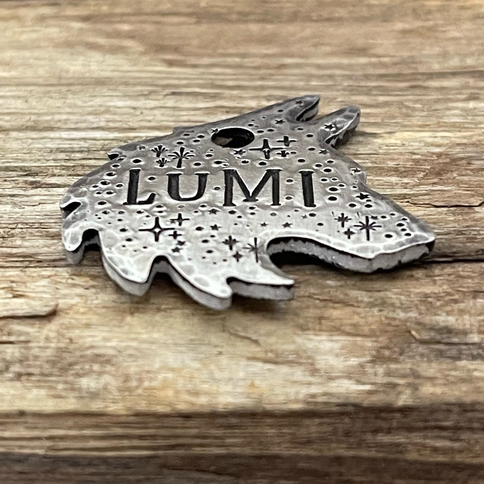 Wolf Dog Tag, Dog Tag for Dogs, Hand Stamped, Dog Tag, Stars, Stardust ...