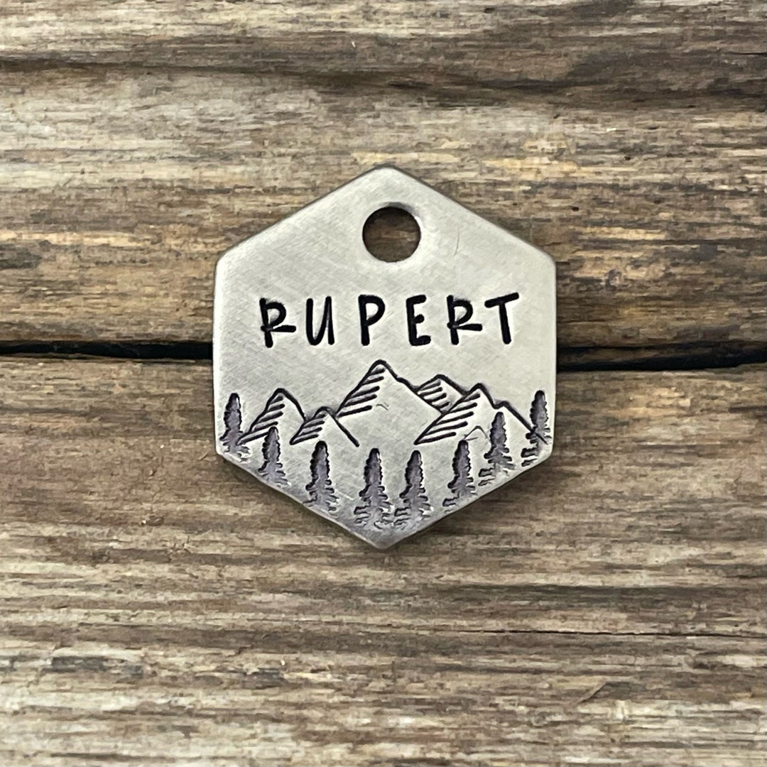 Mini Dog Tag, Mini Mountain Tag, Mountain Pine Tag, Personalized Dog ...