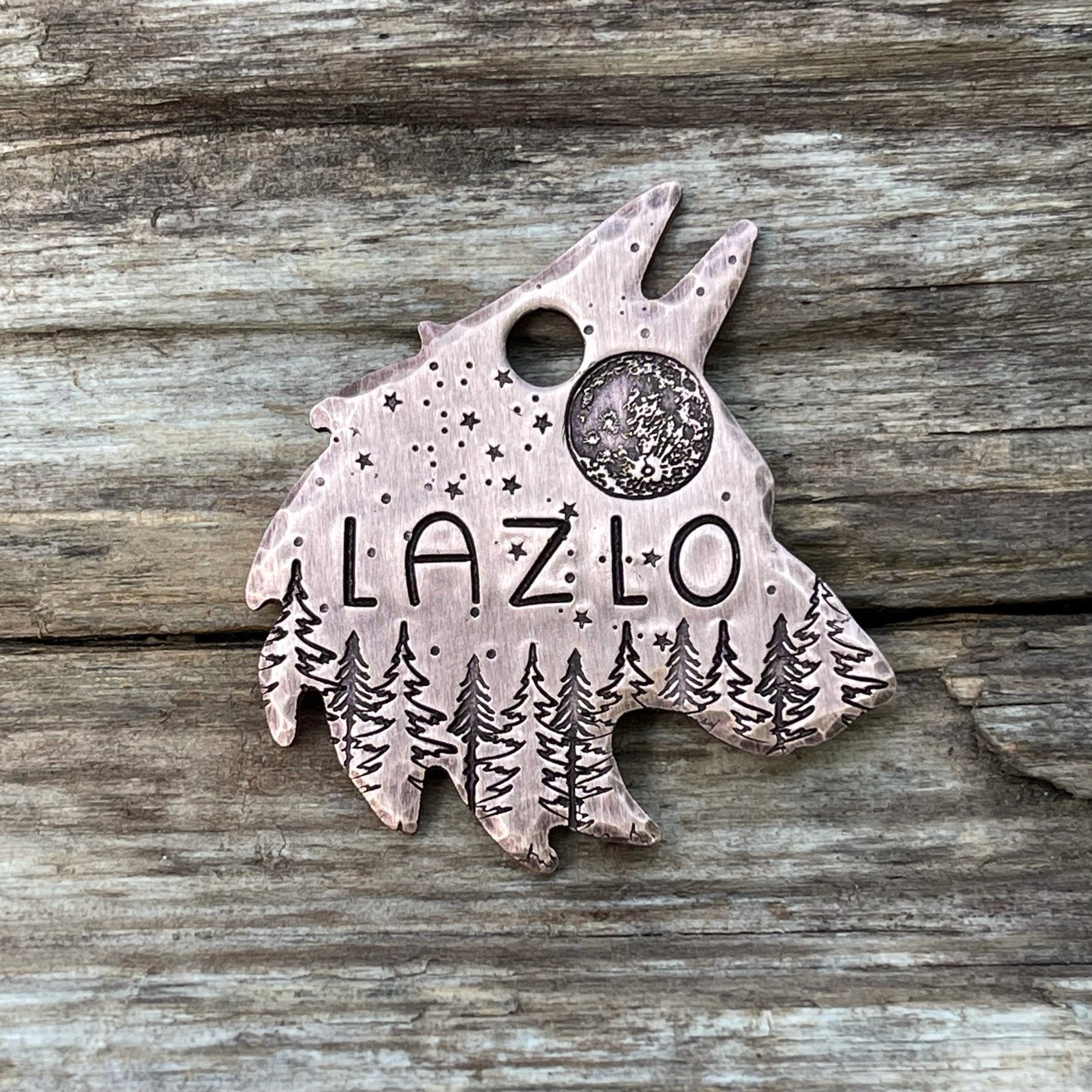 Wolf Dog Tag Dog Tag for Dogs Hand Stamped Dog Tag - Etsy