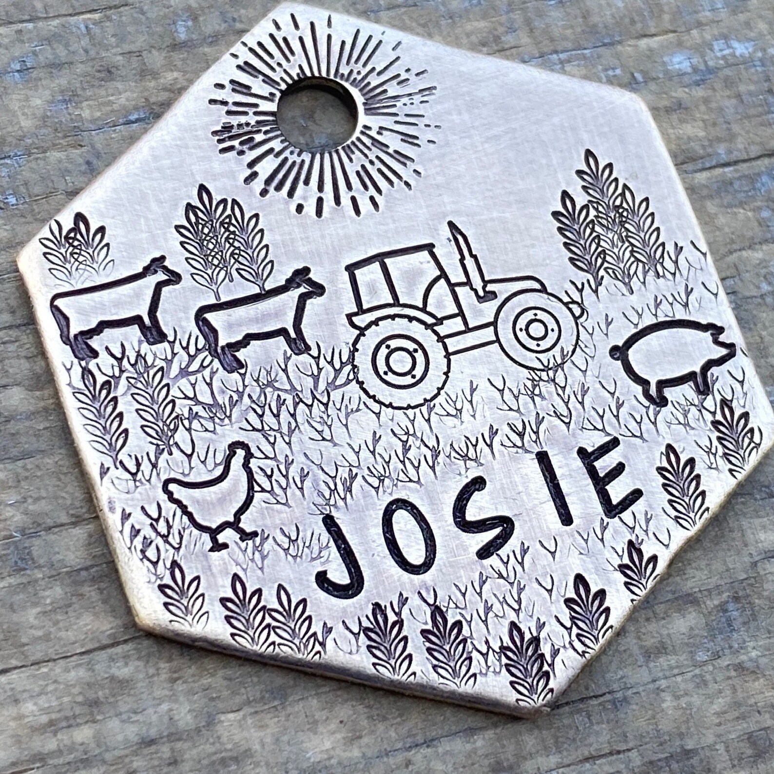 Pet ID Tags the Farm Hand Stamped Pet ID Tag Dog Tags Dog - Etsy
